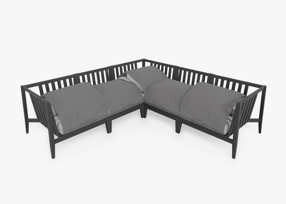 Charcoal Aluminum Outdoor Corner Sectional 5-Seat | Outer